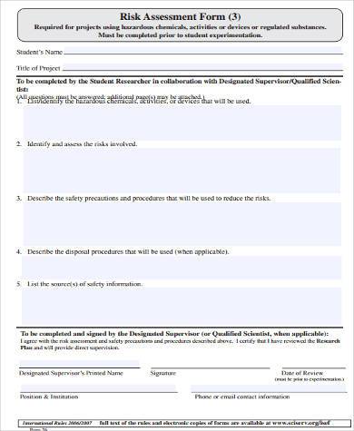 FREE 8+ Sample Safety Risk Assessment Forms in PDF | MS Word