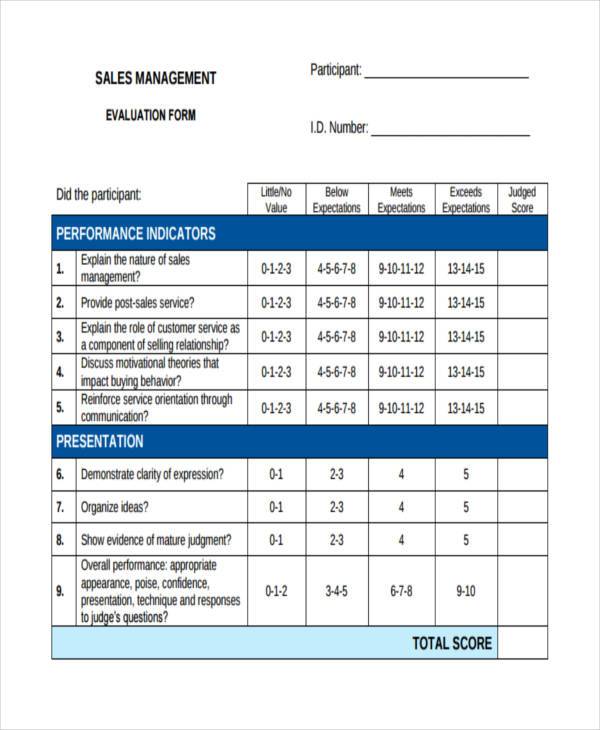 Manager Evaluation Form Template Word