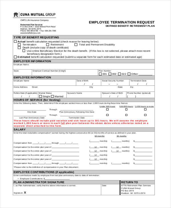 FREE 12+ Employee Termination Form Samples, PDF, MS Word, Google Docs