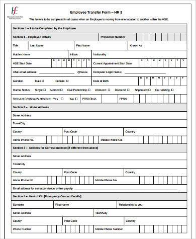 FREE 10+ Transfer Form Samples in PDF | MS Word | Excel