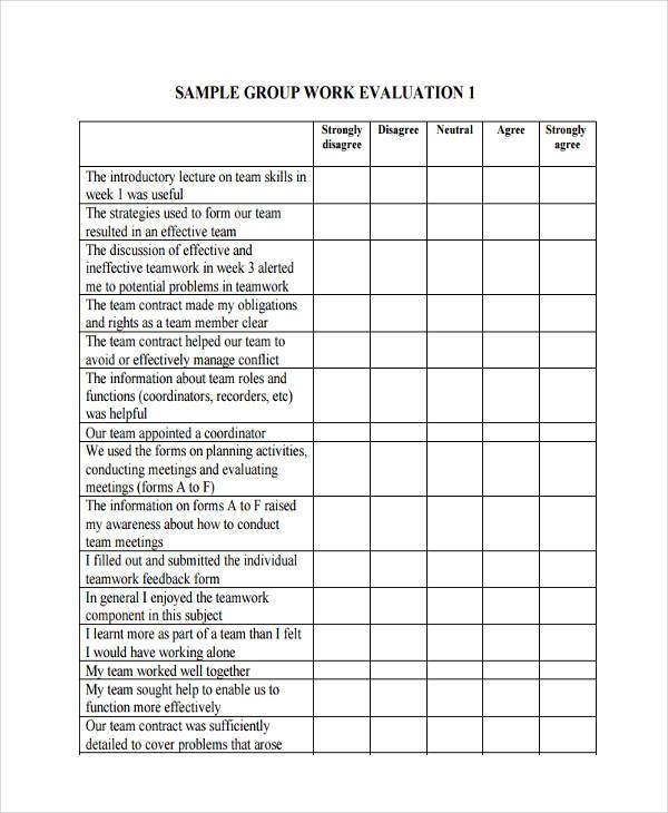 FREE 7+ Work Evaluation Form Samples in PDF