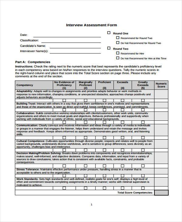 FREE 36+ Assessment Form Samples, PDF, MS Word, Google Docs