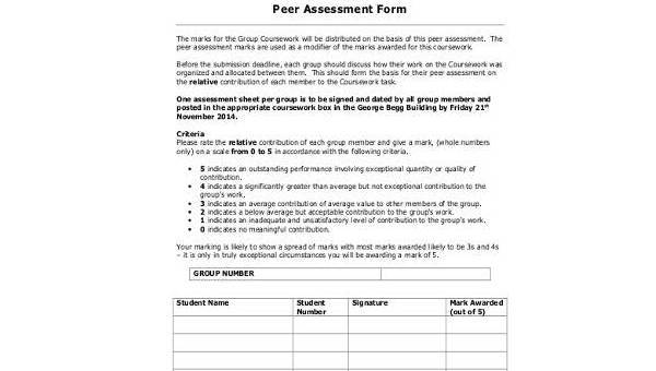 9 Student Peer Review Template Template Free Download