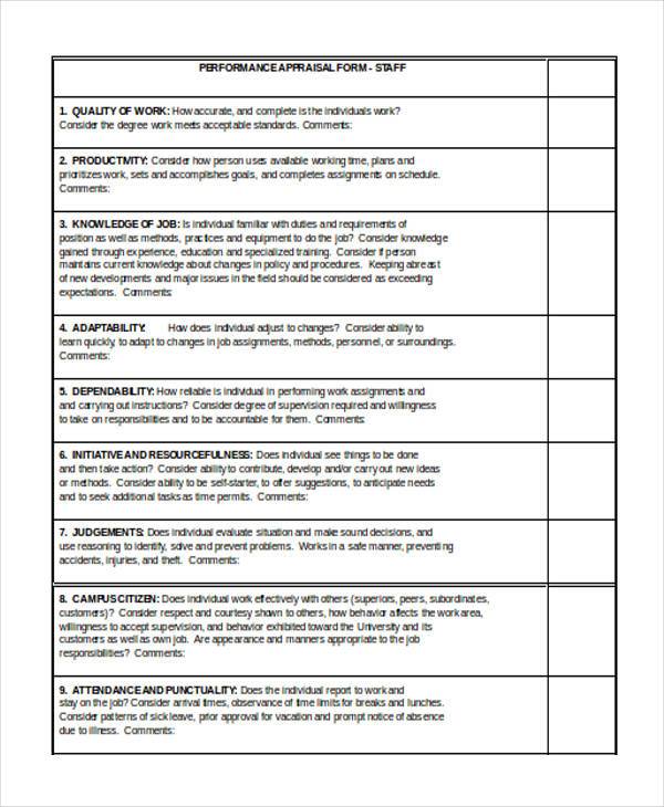FREE 23 Sample Appraisal Forms In MS Word