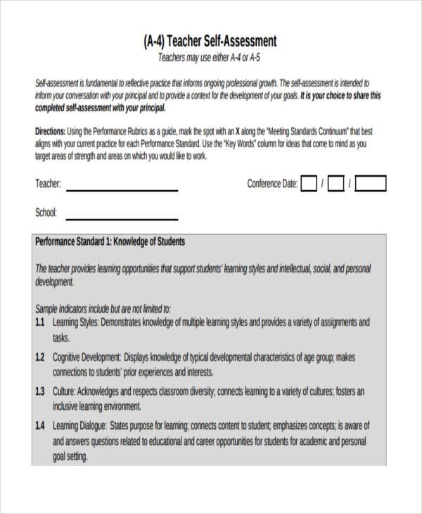 FREE 22+ Sample Self-Assessment Forms in PDF | MS Word | Excel
