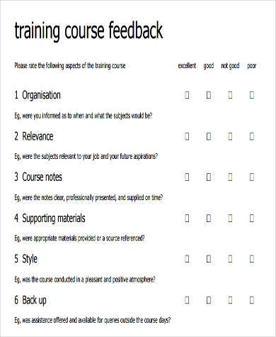 FREE 12+ Training Feedback Form Samples, PDF, MS Word, Excel