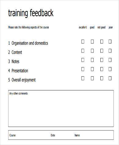FREE 12+ Training Feedback Form Samples, PDF, MS Word, Excel