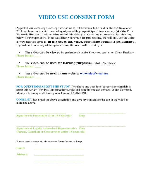 FREE 9+ Video Consent Forms in PDF | MS word