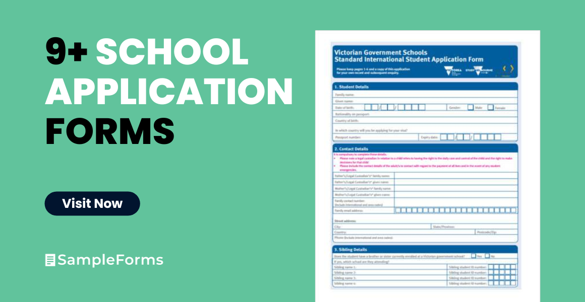 FREE 9+ Sample School Application Forms in PDF | MS Word