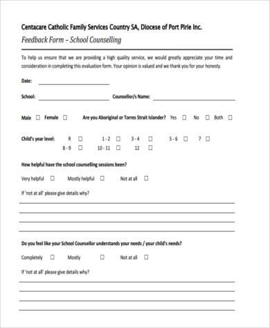 FREE 8+ Sample Counseling Feedback Forms in MS Word | PDF