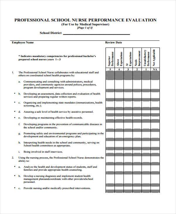 FREE 8+ Nurse Evaluation Forms in PDF | MS Word