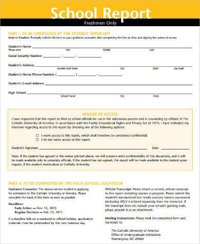 FREE 14+ School Report Form Samples, PDF, MS Word, Google Docs, Excel