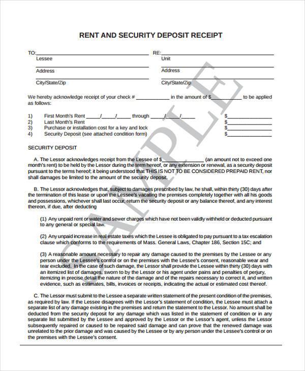 FREE 13+ Deposit Receipt Form Samples, PDF, MS Word, Google Docs, Excel