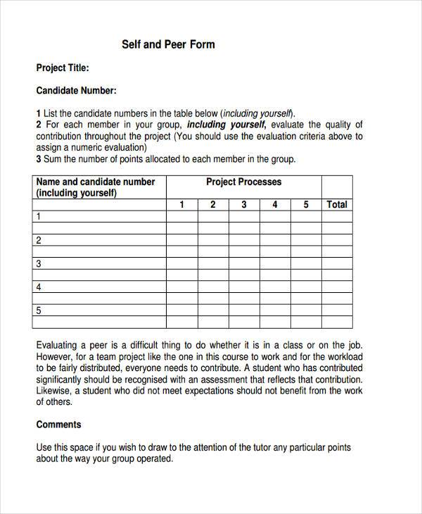 FREE 16+ Peer Evaluation Form Samples, PDF, MS Word, Google Docs, Excel