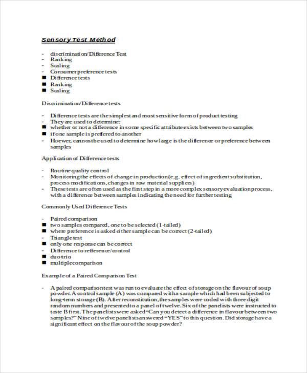 FREE 12+ Sensory Evaluation Form Samples, PDF, MS Word, Google Docs