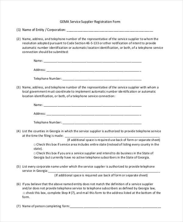 FREE 14+ Supplier Registration Form Samples, PDF, MS Word, Google Docs