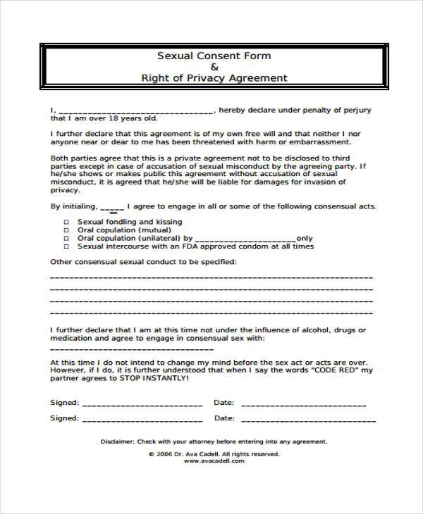 FREE 11+ Sexual Consent Form Samples, PDF, MS Word, Google Docs