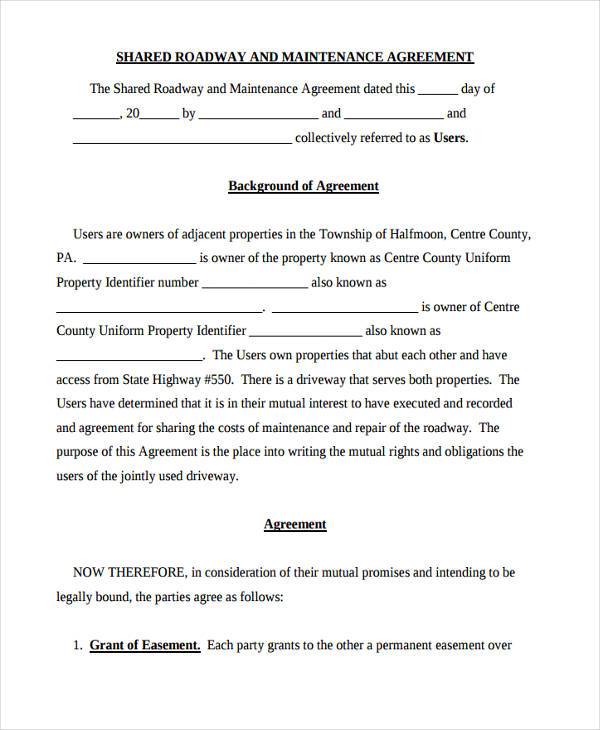 FREE 9+ Road Maintenance Agreement Forms in PDF | MS Word