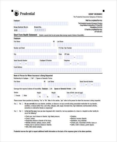FREE 7+ Sample Health Statement Forms in PDF | MS Word