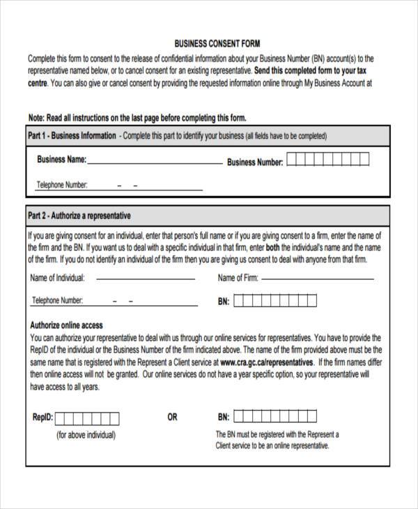 FREE 11+ Business Consent Form Samples, PDF, MS Word, Google Docs