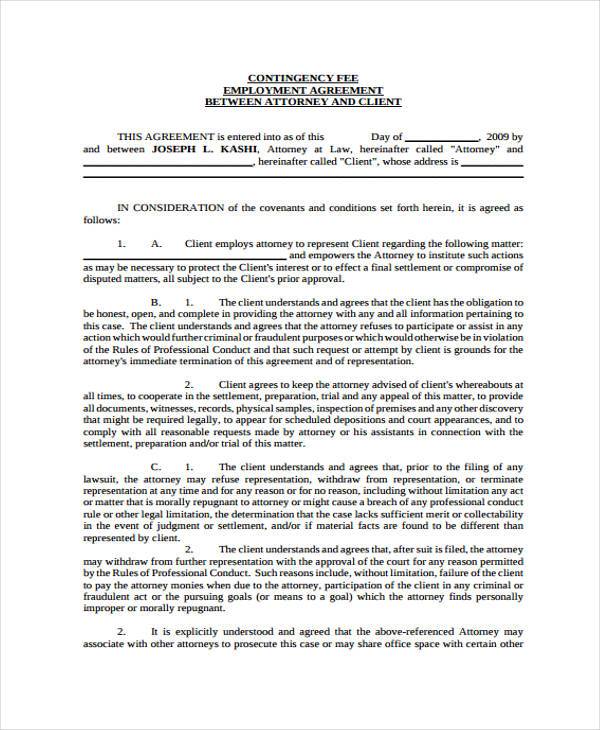 FREE 7+ Sample Contingency Fee Agreement Forms in PDF | MS Word
