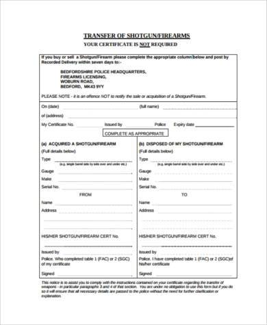 FREE 12+ Gun Ownership Transfer Form Samples, PDF, MS Word, Google Docs