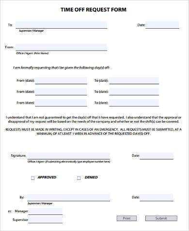 FREE 10+ Sample Request Off Forms in MS Word | PDF | Excel