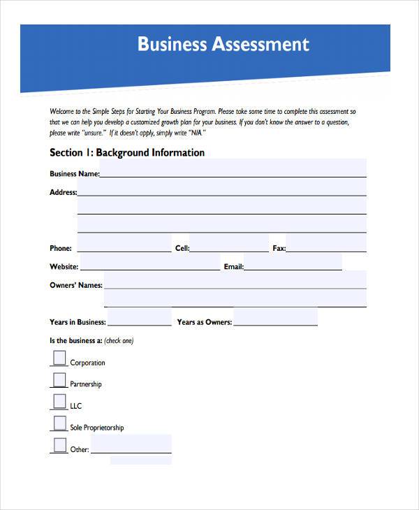 FREE 8+ Business Assessment Forms in PDF | MS Word | Excel
