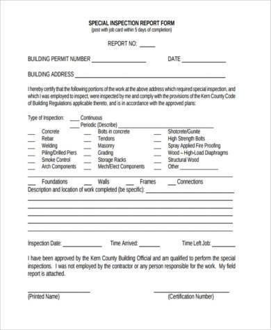 FREE 9+ Sample Inspection Report Forms in PDF | MS Word