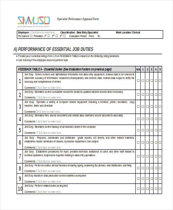 Free 23 Sample Appraisal Forms In Ms Word