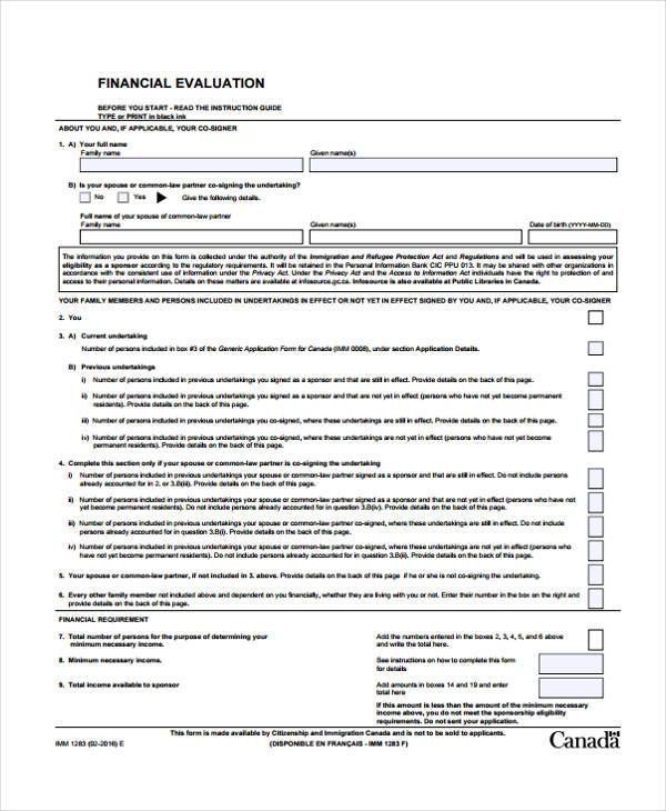 FREE 13+ Financial Evaluation Form Samples, PDF, MS Word, Google Docs ...