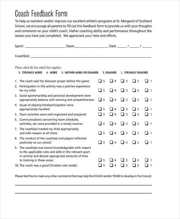 FREE 15+ Coaching Feedback Form Samples, PDF, MS Word, Google Docs, Excel