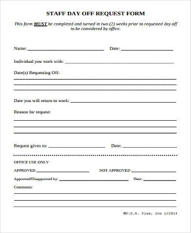 FREE 12+ Day Off Request Form Samples, PDF, MS Word, Google Docs