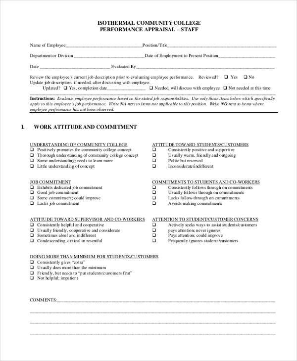 FREE 29+ Sample Appraisal Formats in PDF | MS Word | Excel