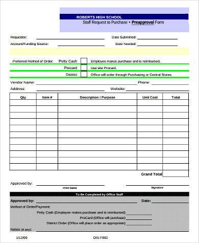 FREE 7+ Sample Staff Purchase Forms in MS Word | PDF