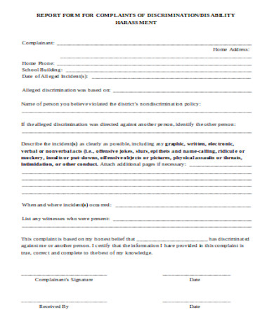 FREE 8+ Sample Complaint Reporting Forms in PDF | MS Word