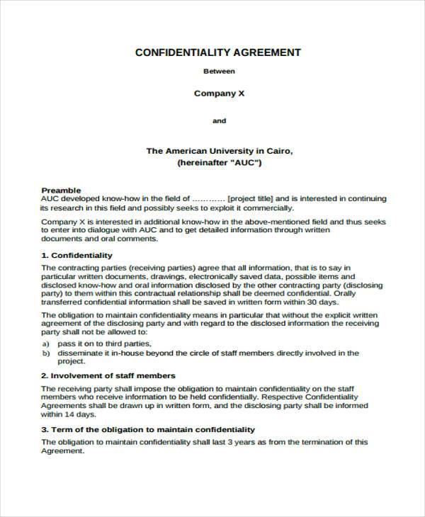 FREE 9+ Confidentiality Agreement Forms in PDF | MS Word