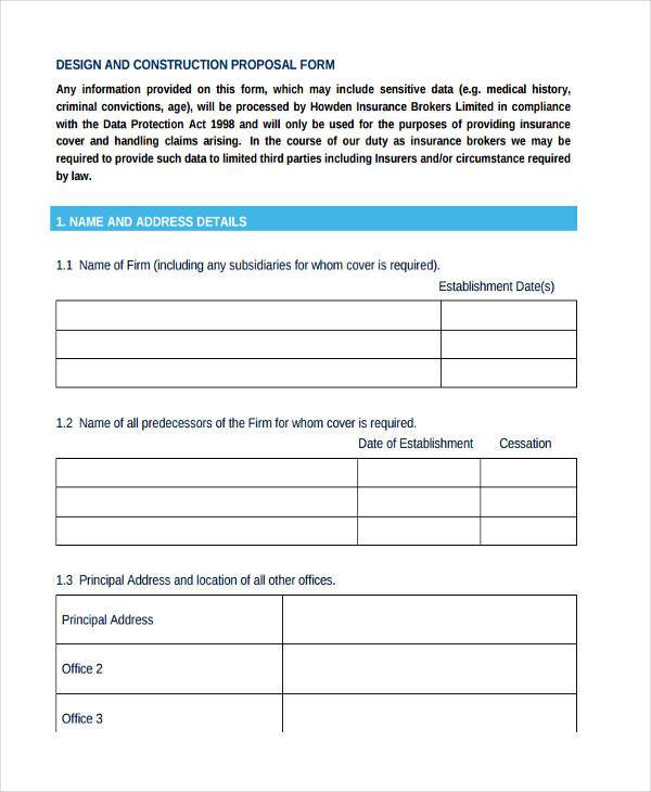 FREE 41+ Proposal Form Samples, PDF, MS Word, Google Docs, Excel