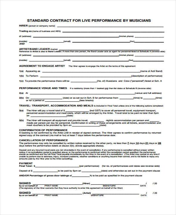 FREE 12+ Performance Contract Form Samples, PDF, MS Word, Google Docs
