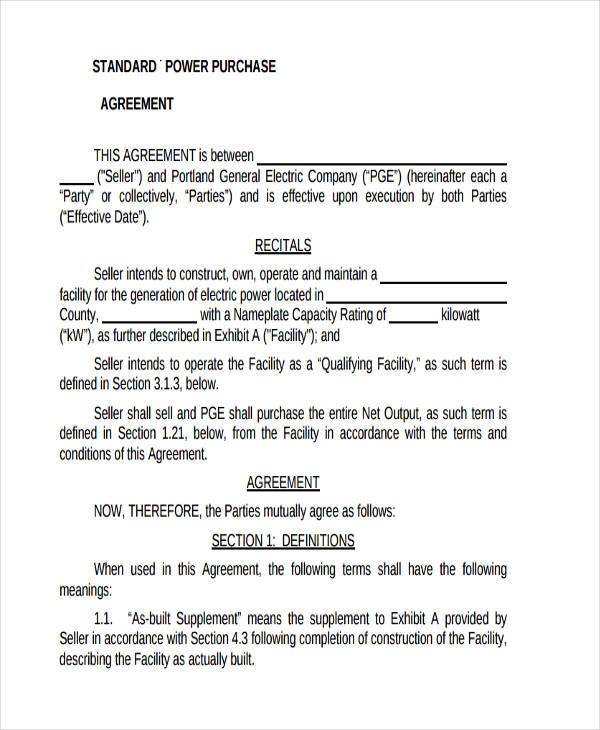 FREE 8 Power Purchase Agreement Forms In PDF MS Word