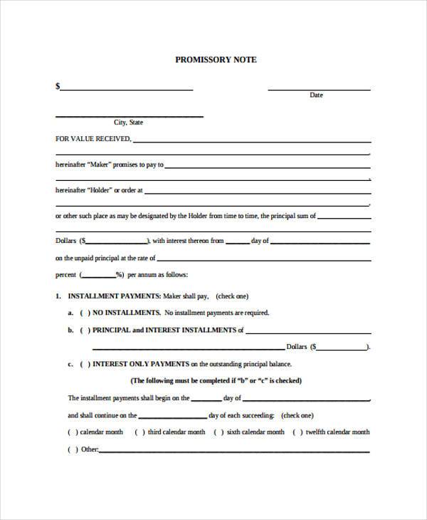 FREE 6+ Promissory Note Agreement Forms in PDF | MS Word
