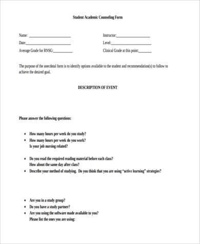 FREE 12+ Student Counseling Form Samples, PDF, MS Word, Google Docs