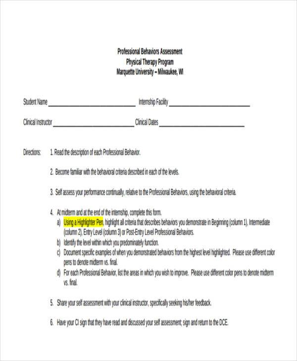 FREE 22+ Sample Self-Assessment Forms in PDF | MS Word | Excel