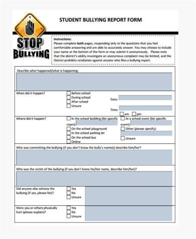 FREE 9+ Sample Student Report Forms in PDF | MS Word