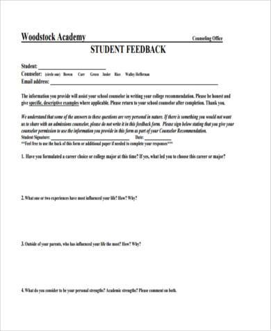 FREE 8+ Sample Counseling Feedback Forms in MS Word | PDF