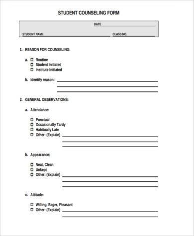 FREE 12+ Student Counseling Form Samples, PDF, MS Word, Google Docs