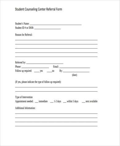 FREE 12+ Student Counseling Form Samples, PDF, MS Word, Google Docs