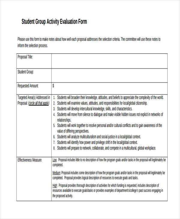 FREE 11+ Group Evaluation Forms in PDF | MS Word | Excel