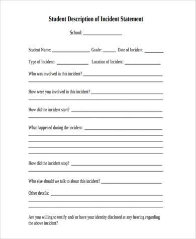 FREE 8+ Sample Student Statement Forms in PDF | MS Word
