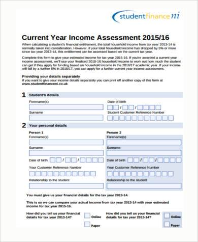 FREE 11+ Assessment Forms for Income in PDF | MS Word | Excel